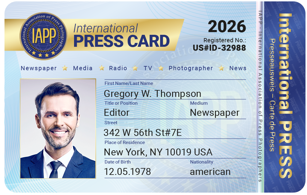 Press Card, International Press Card, Press Pass ID, Press ID Card ...